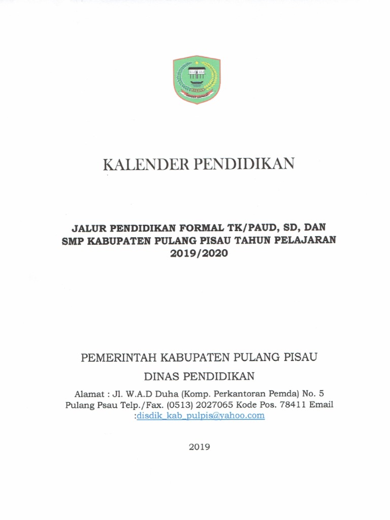 Kalender 20192020 Disdik PDF | PDF