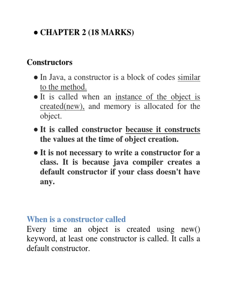Chapter 2 18 Marks Constructors Pdf Constructor Object Oriented Programming Programming