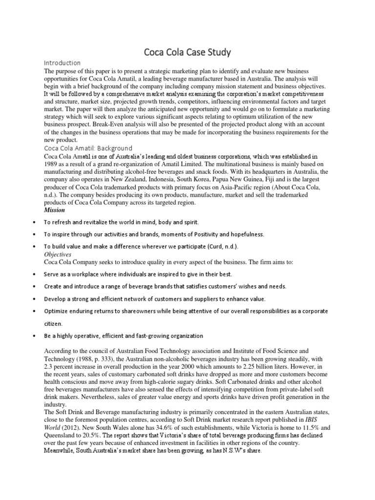 Coca Cola Case Study: Mission | PDF | Economies | Business