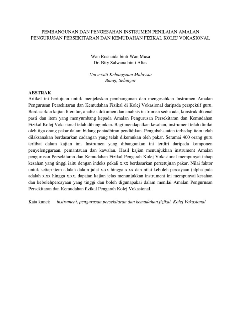 Pembangunan Dan Pengesahan Instrumen Penilaian Amalan Pengurusan ...