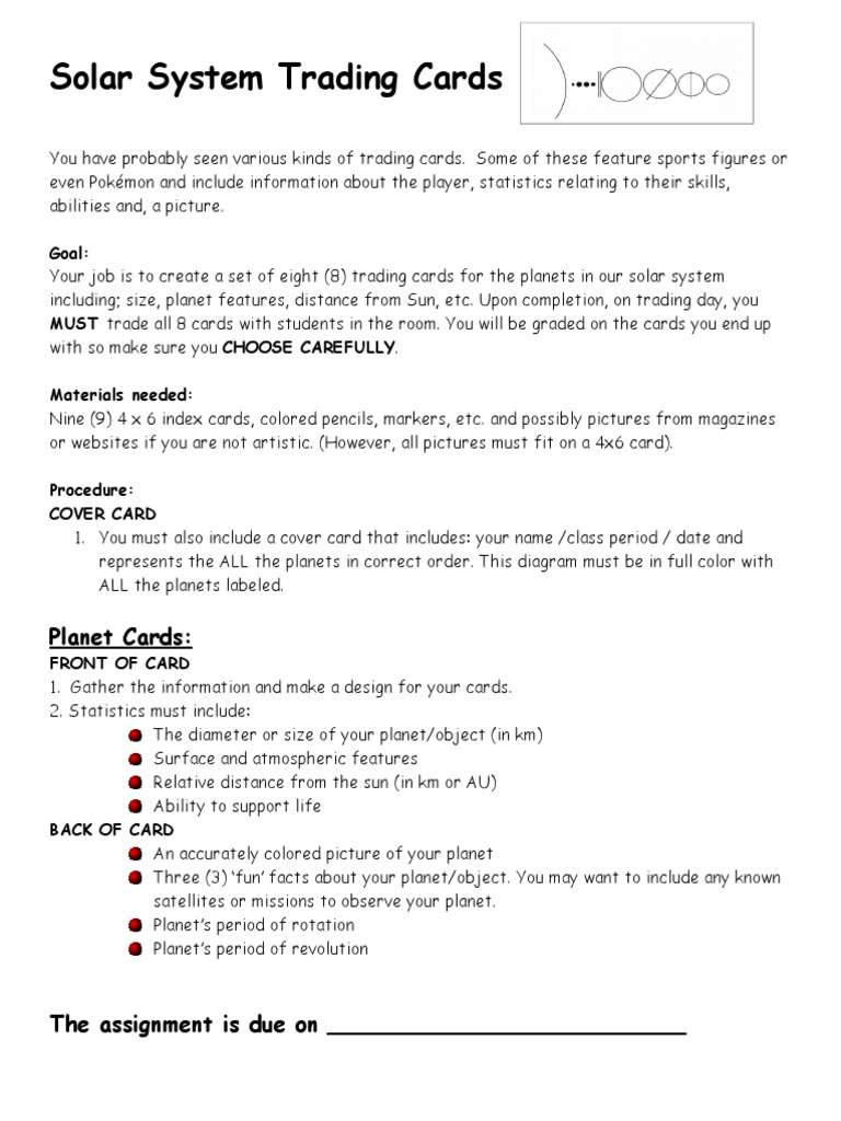 Solar System Trading Card Project | PDF