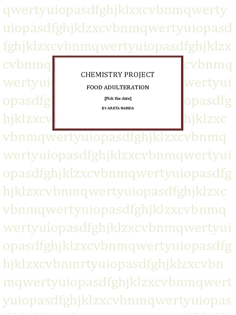 Chemistry Project: Food Adulteration | PDF | Turmeric | Sugar