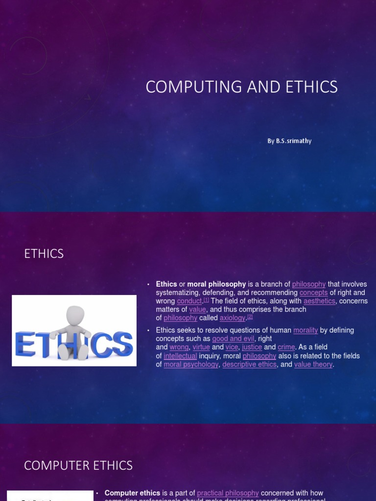 Computing and Ethics: by B.S.srimathy | PDF | Copyright Infringement ...