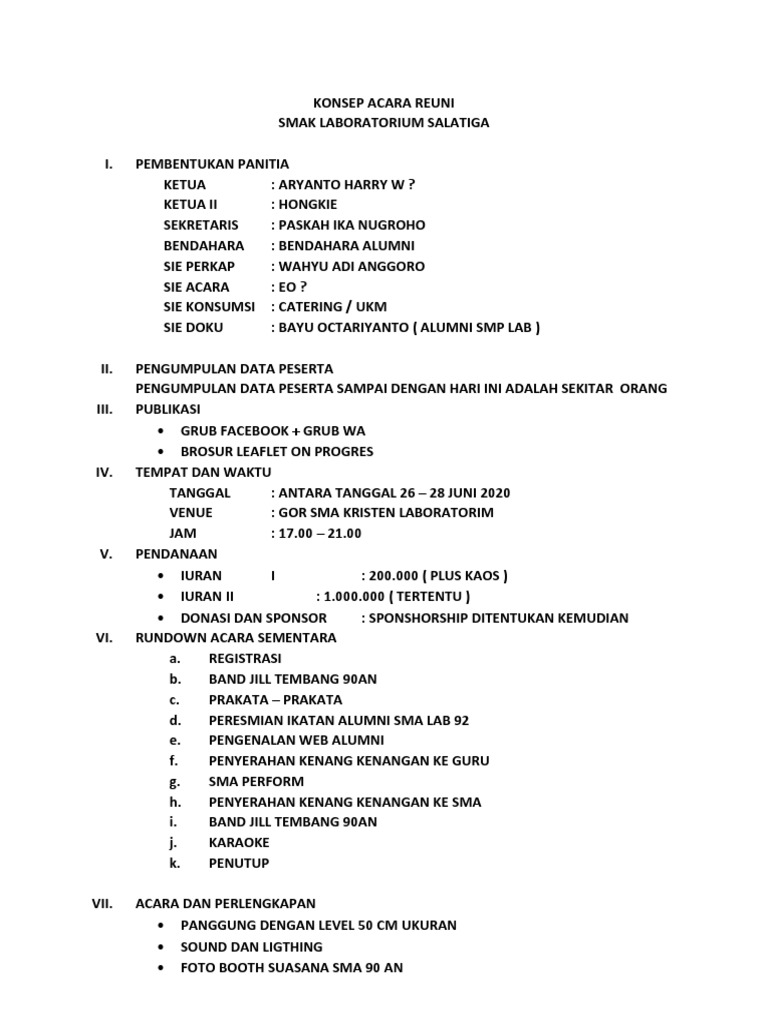 Konsep Acara Reuni Kasar | PDF