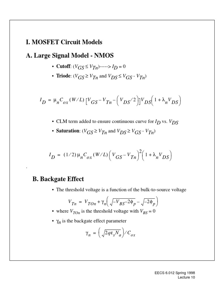 MOSFET Circuit Models Explained | PDF | Mosfet | Computer Engineering