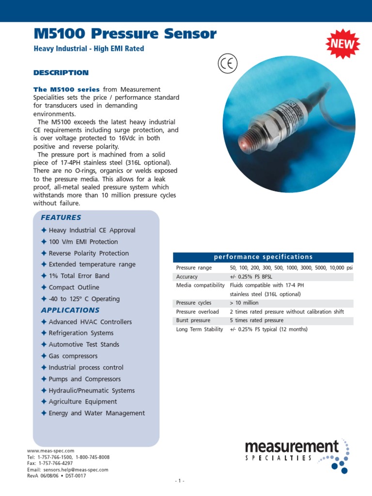 Industrial Pressure Sensors | PDF | Pressure | Equipment