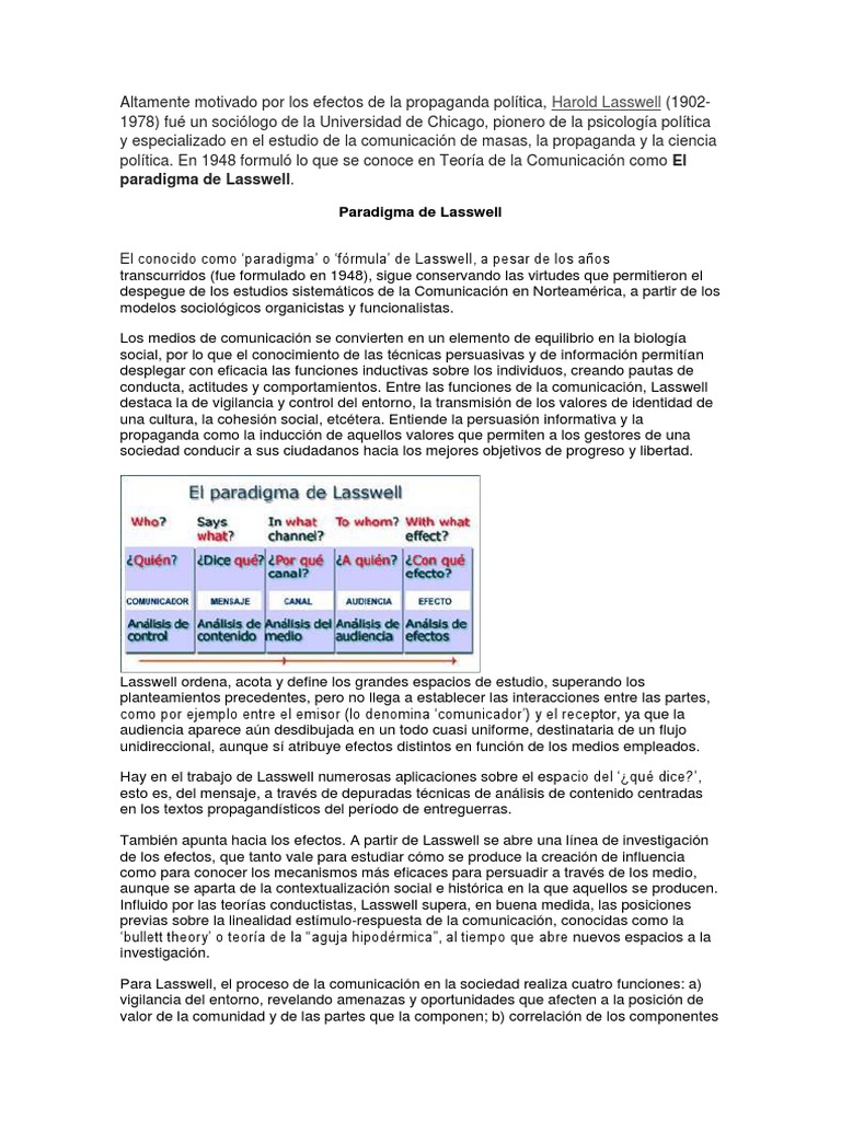 Harold Laswel | PDF | Comunicación | Sicología