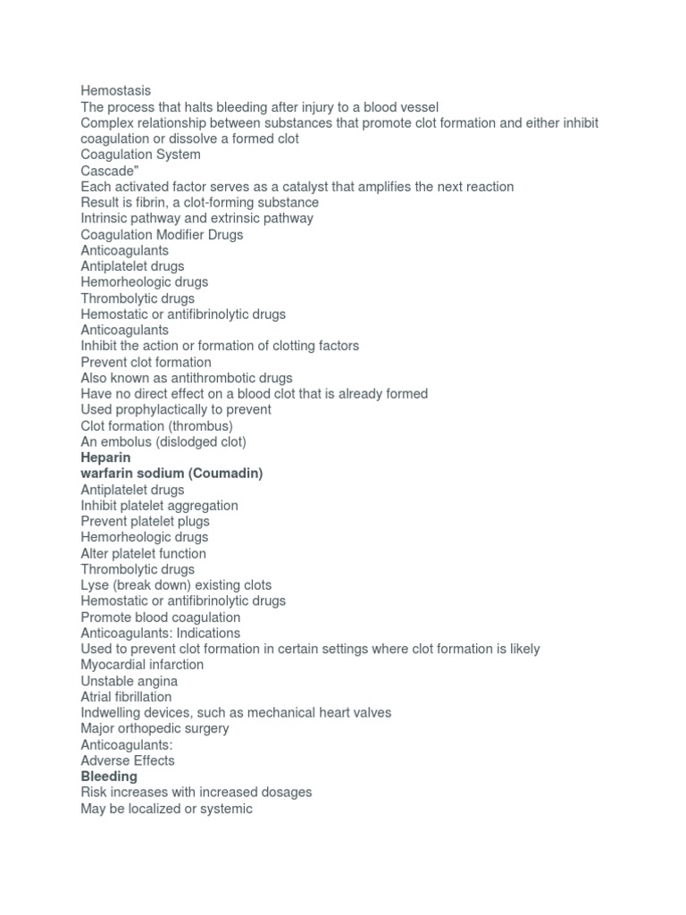Heparin Warfarin Sodium (Coumadin) | PDF | Coagulation | Thrombus