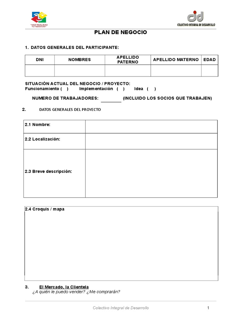 Plan de Negocio Nuevo Formato Cetpro | PDF | Marketing | Mercado (economía)