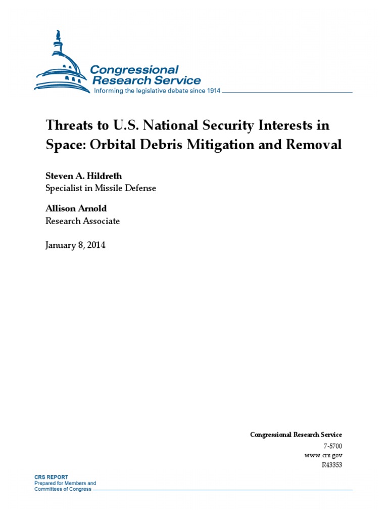 Mitigating the Growing Threat of Orbital Debris to U.S. National ...