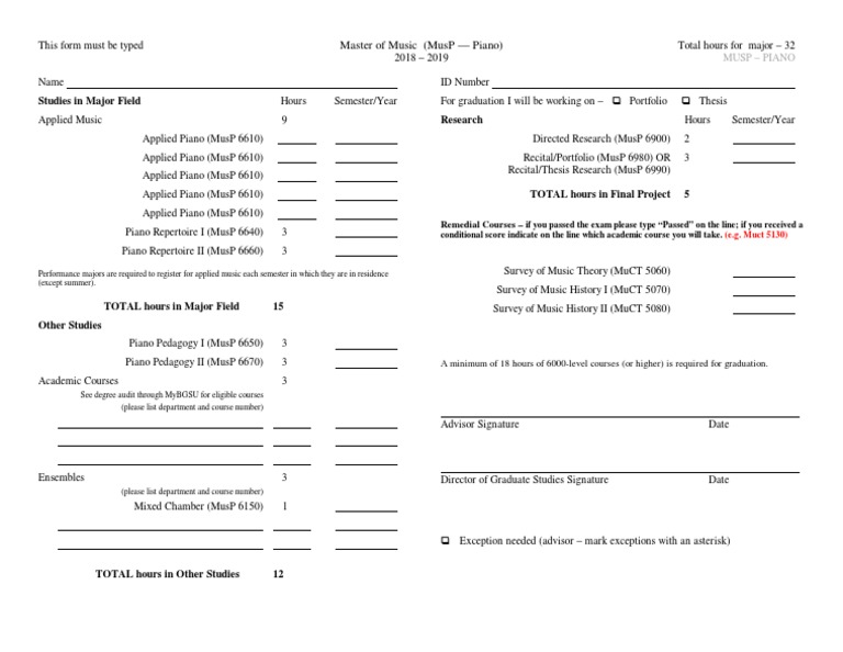 MM Piano Check Sheet | PDF | Vocational Education | Academia