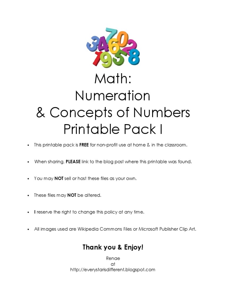 Math-Numeration & Concepts of Numbers Printable Pack 1 | PDF | Software ...
