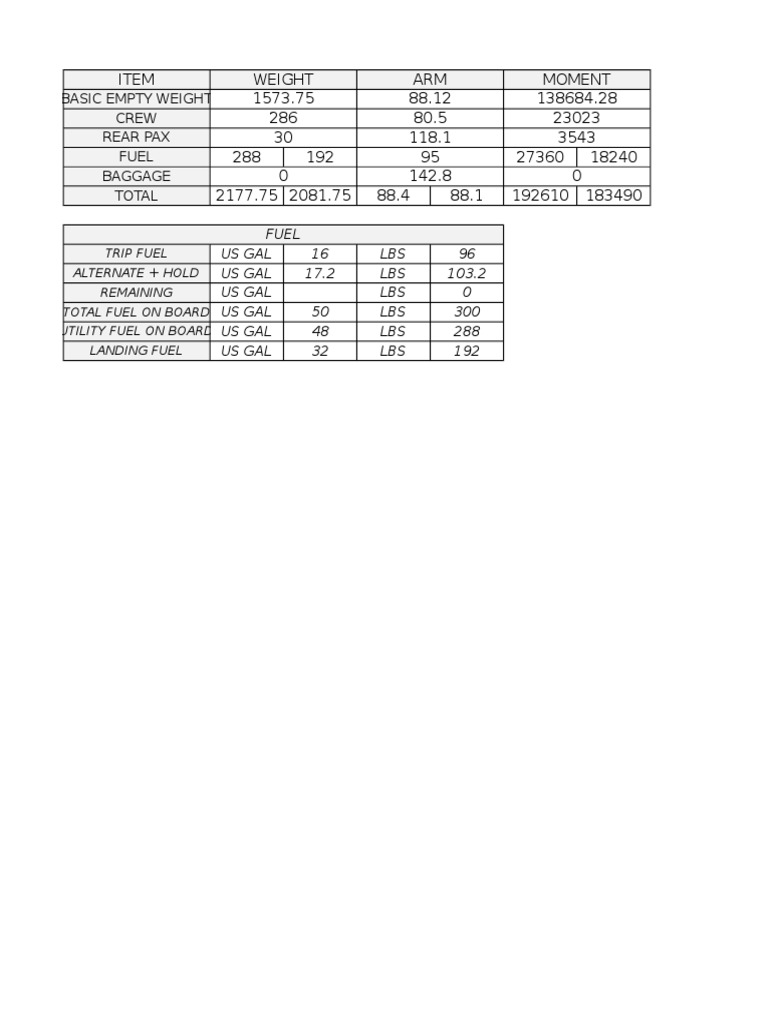Formato Peso y Balance | PDF