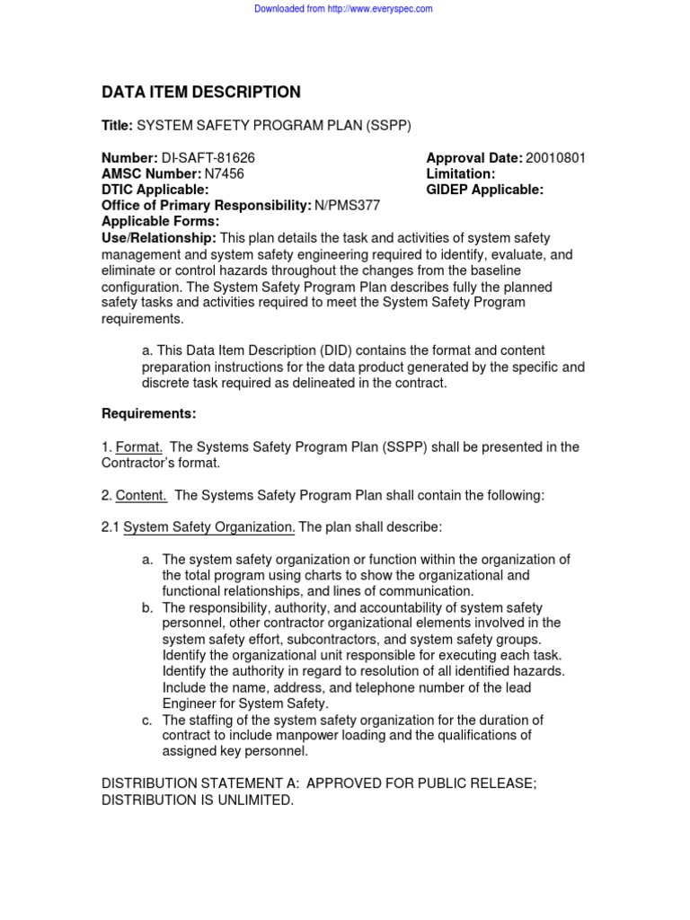 Data Item Description | PDF | Systems Science | Systems Engineering