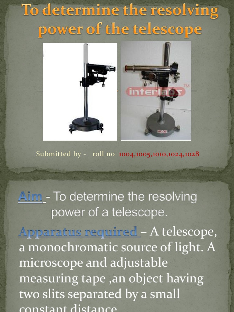 Resolving Power of A Telescope | PDF | Angular Resolution | Physical ...