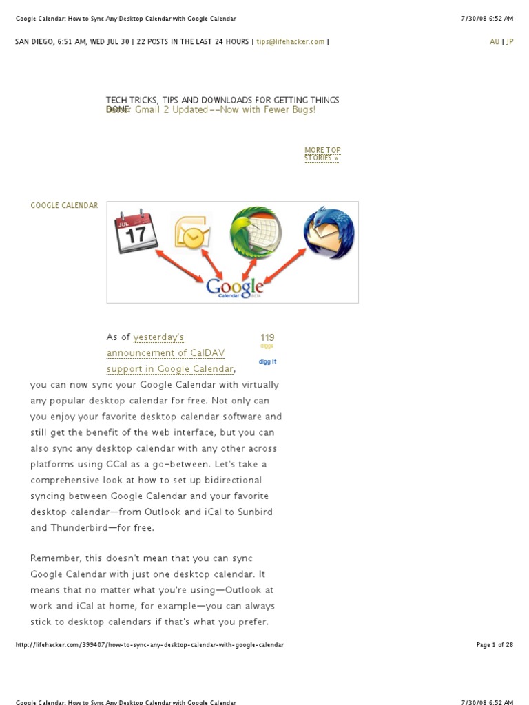Sync Desktop Calendars with Google Calendar | PDF | Microsoft Outlook ...
