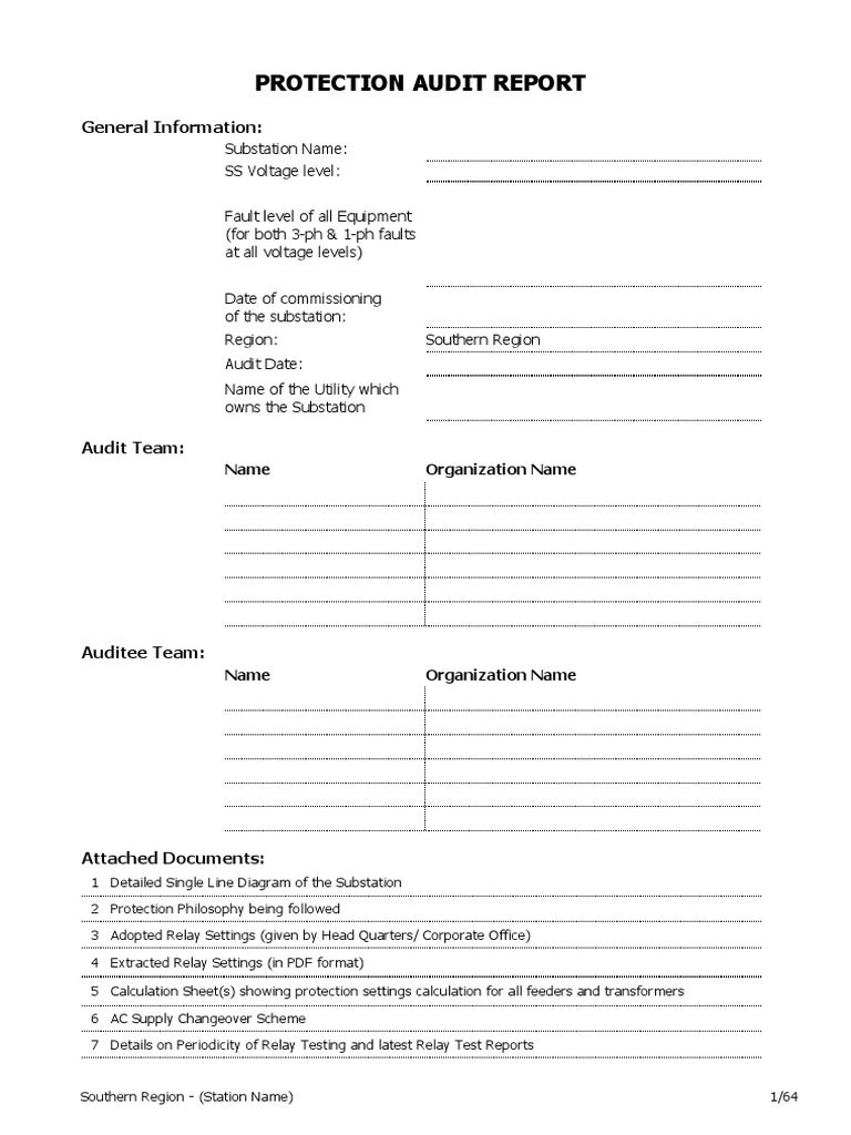 Model Protection Audit Formats | PDF | Transformer | Relay