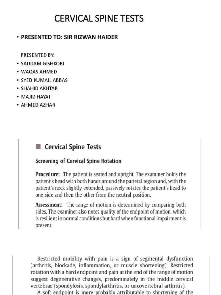 Cervical Spine Tests | PDF