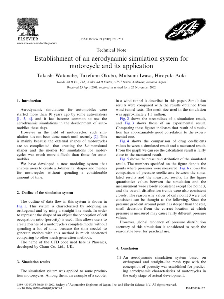 Establishing an Aerodynamic Simulation System for Motorcycles: A ...