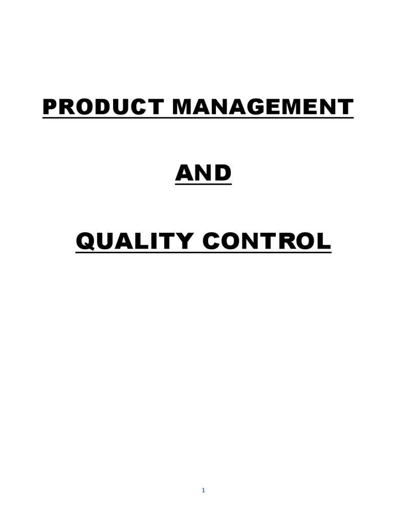 AND Quality Control: Product Management | PDF | Product Design ...