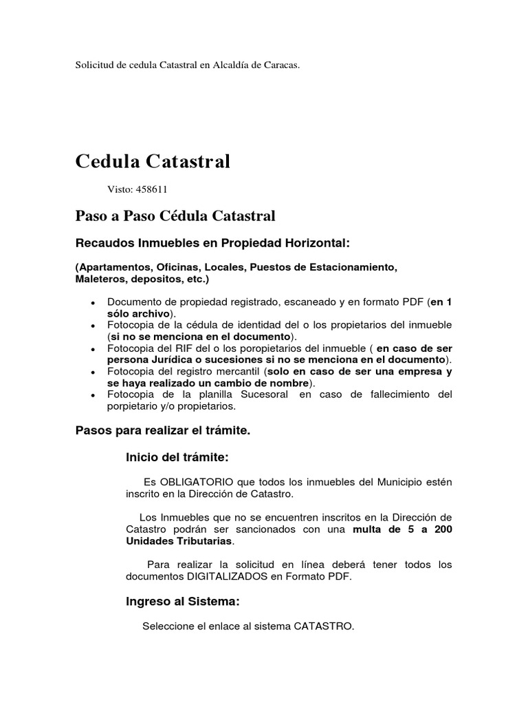 Pasos Solicitud Cedula Catastral | PDF | Software | Informática y ...