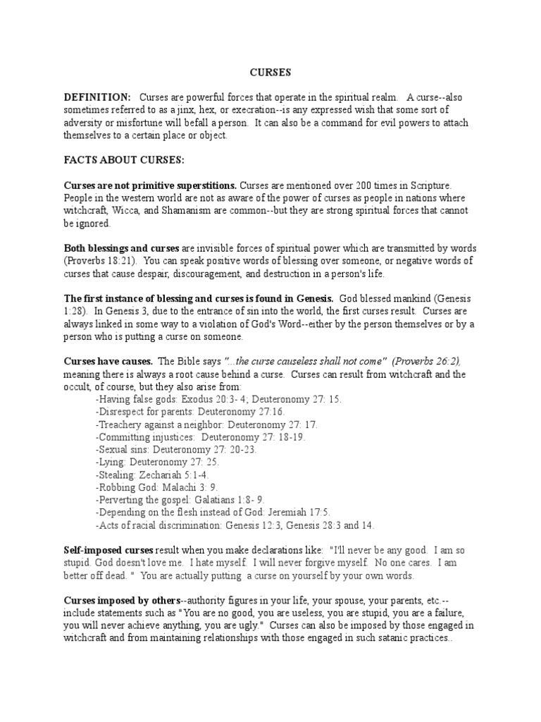 Breaking Curses Through Jesus | PDF | Curse | Witchcraft