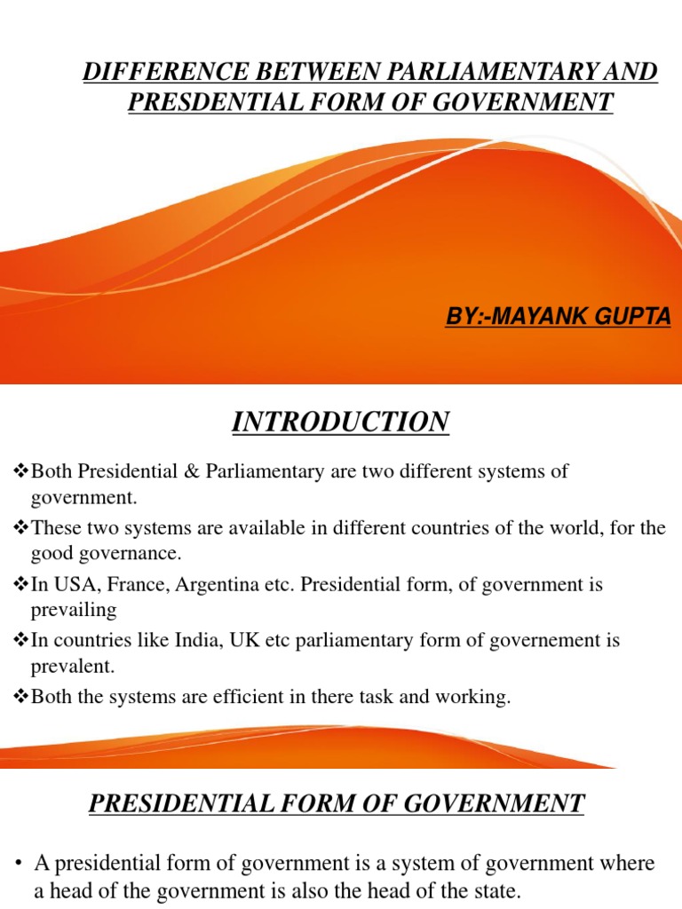 Parliamentary vs. Presidential Systems | PDF | Parliamentary System ...