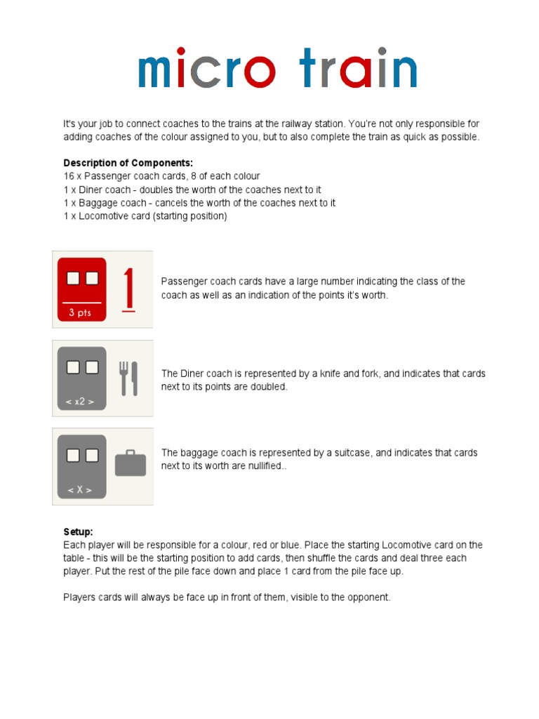 Micro Train - Rules | PDF | Passenger Car (Rail) | Consumer Goods
