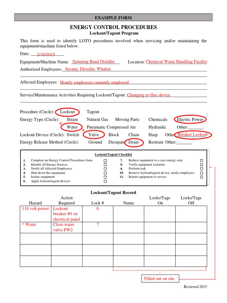 Energy Control Procedures: Example Form | PDF | Engineering ...