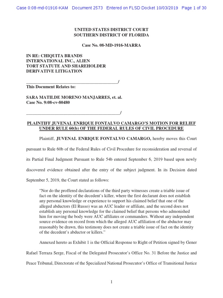 Plaintiff's Motion for Rule 60(b) Relief | PDF | Cm/Ecf | Witness