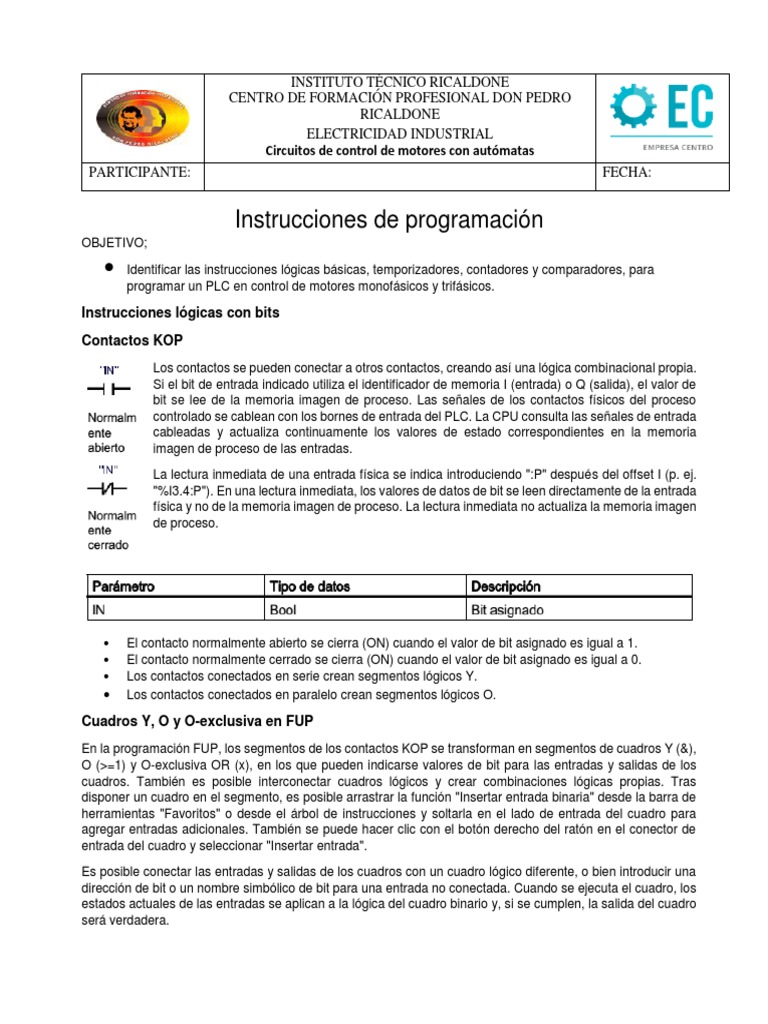 Instrucciones de Programación para PLC | PDF | Poco | Almacenamiento de ...
