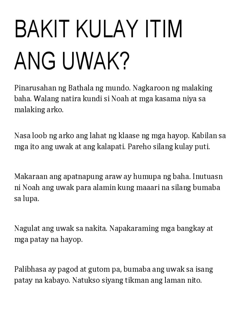 Bakit Kulay Itim Ang Uwak | PDF