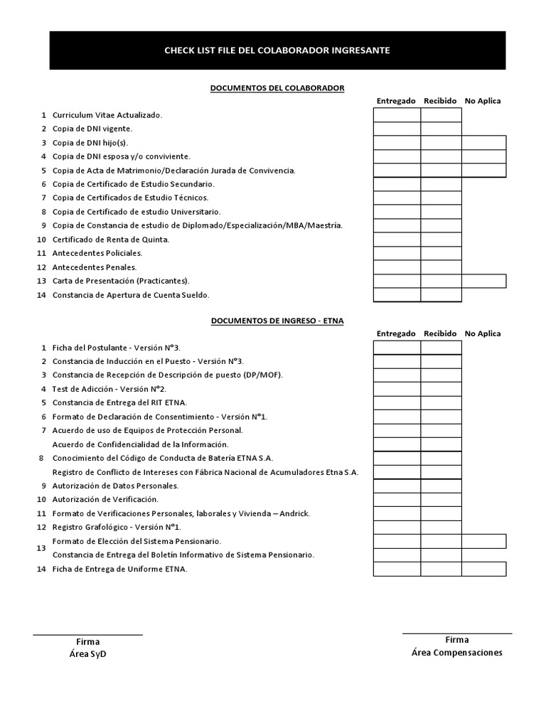 Formato de Check List | PDF