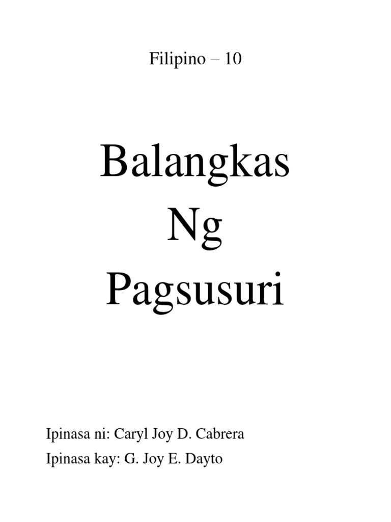 Balangkas NG Pagsusuri | PDF