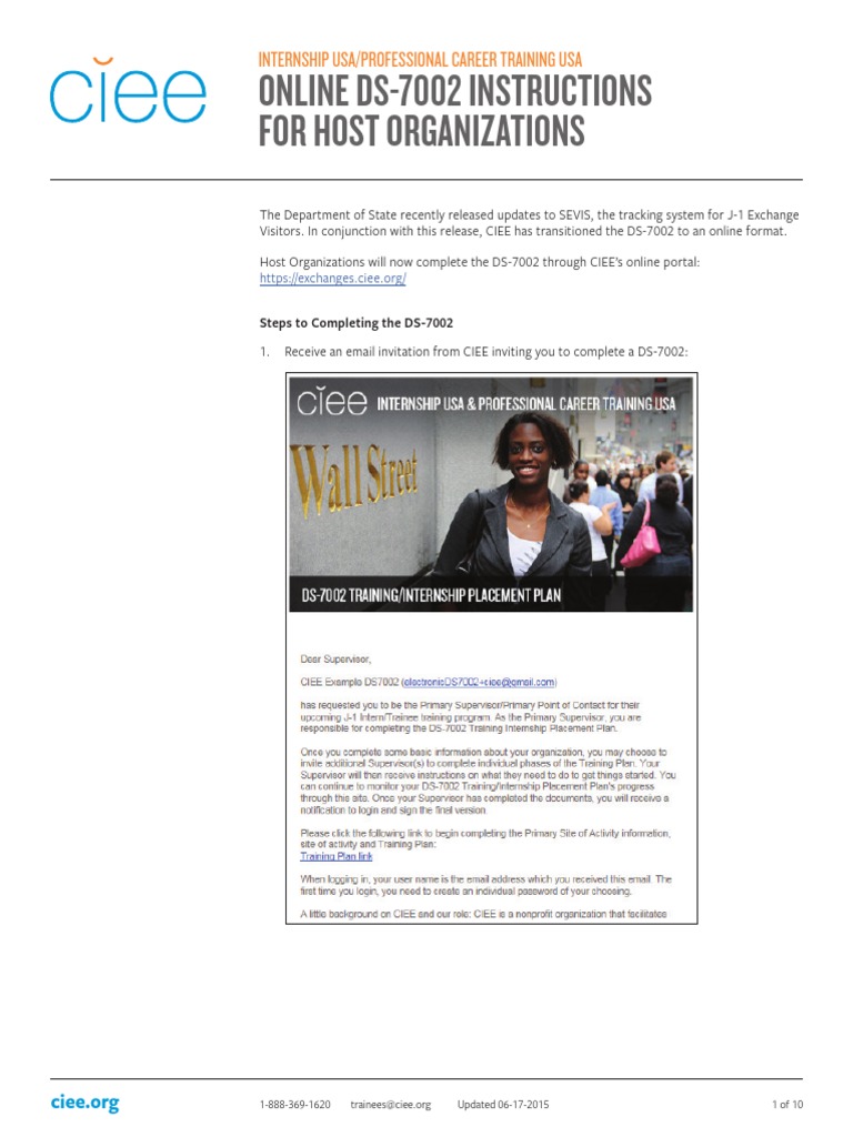 Guide to Completing the Online DS-7002 Training/Internship Placement ...