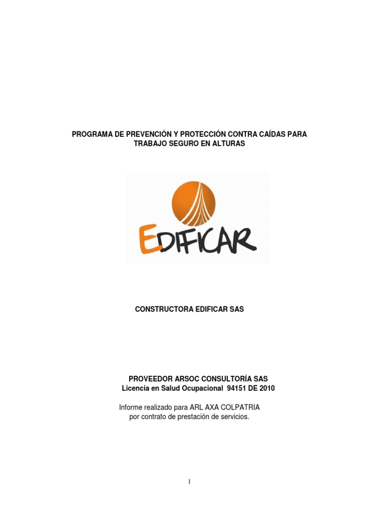 Sistema Protección Contra Caidas Constructora Edificar Sas | PDF | Andamio | Acero