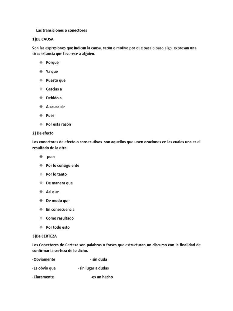 Conectores de transición y su uso | PDF | Adverbio | Ciencia cognitiva