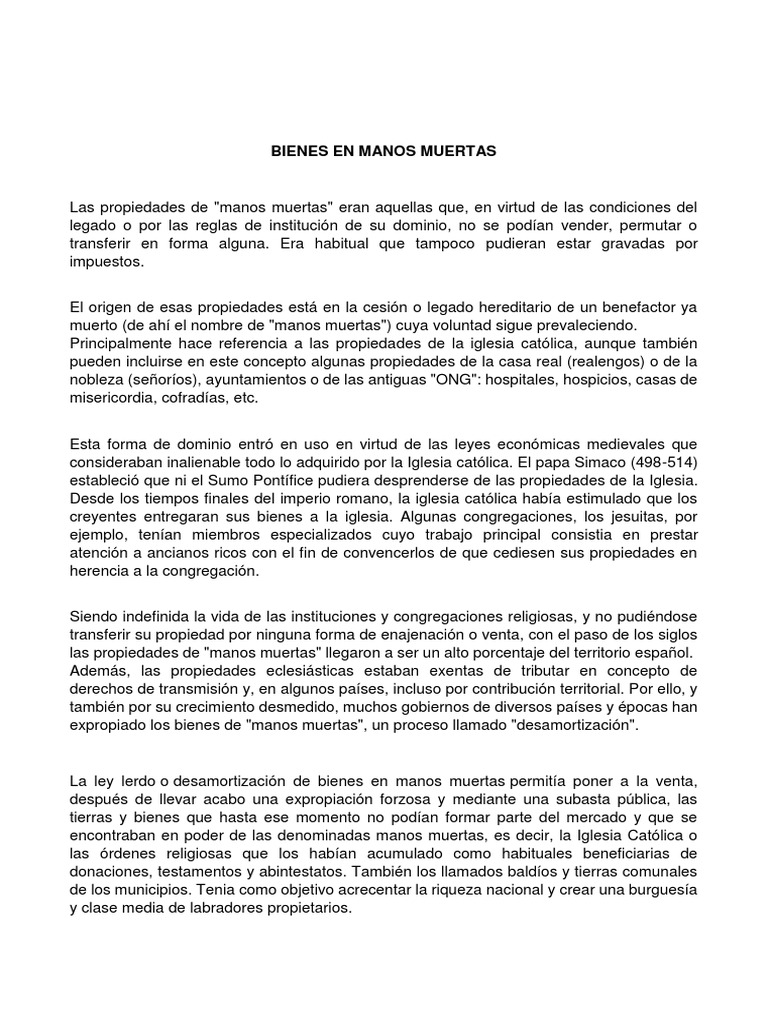 Bienes en Manos Muertas | PDF | Iglesia Católica | Papa