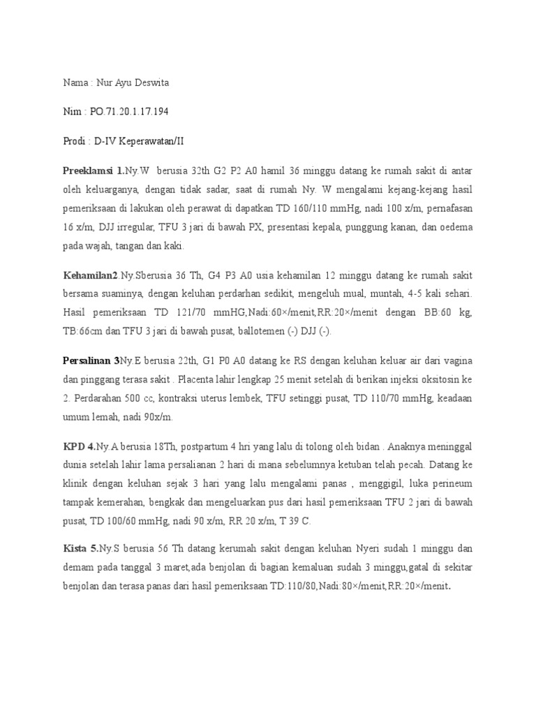 Soal Kasus Maternitas Lengkap | PDF