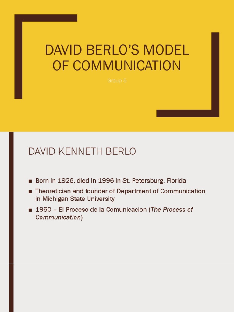 Berlo's Model of Communication | PDF