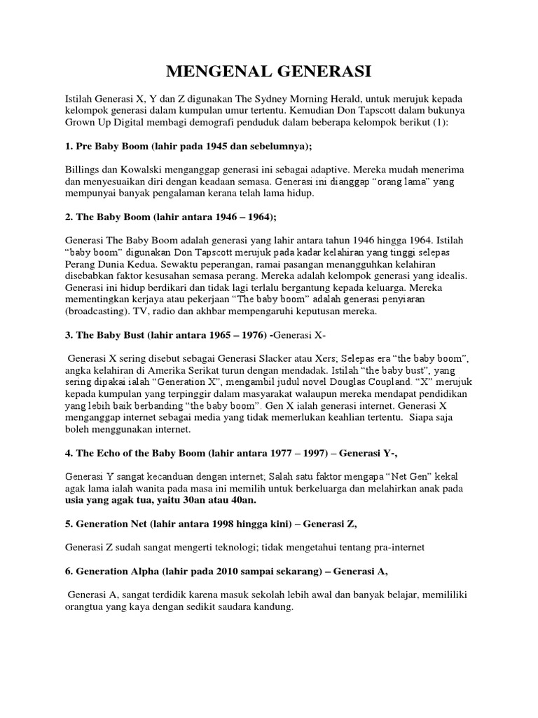Mengenal Generasi | PDF | Ilmu Sosial