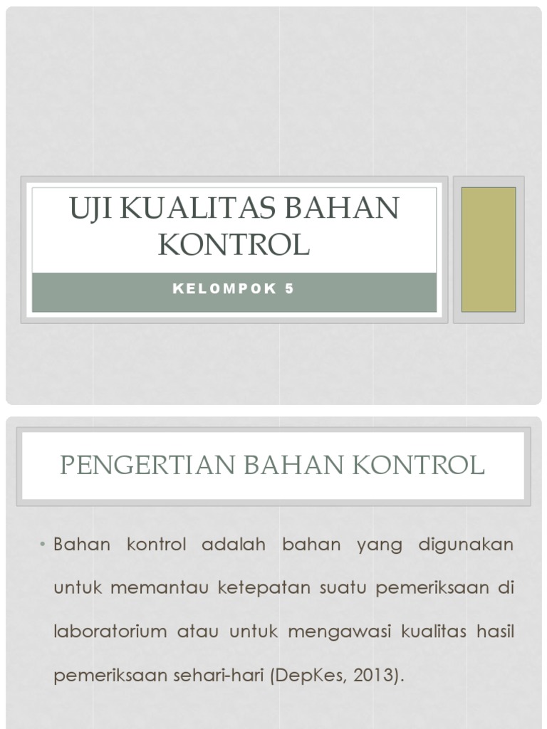 Uji Kualitas Bahan Kontrol | PDF