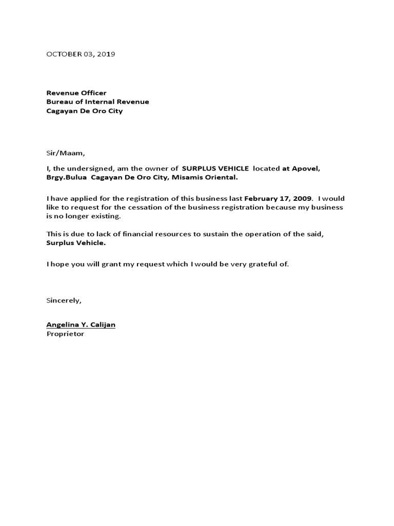 Letter Request Bir | PDF