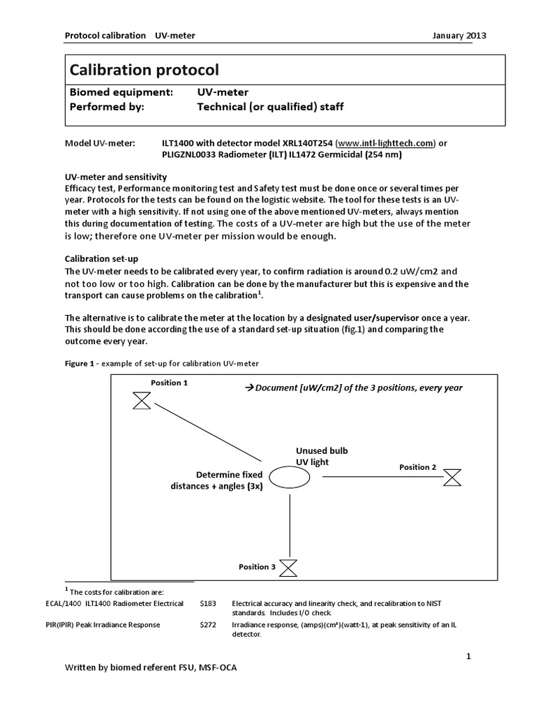 UV Meter Calibration Protocol Guide | PDF | Calibration | Ultraviolet