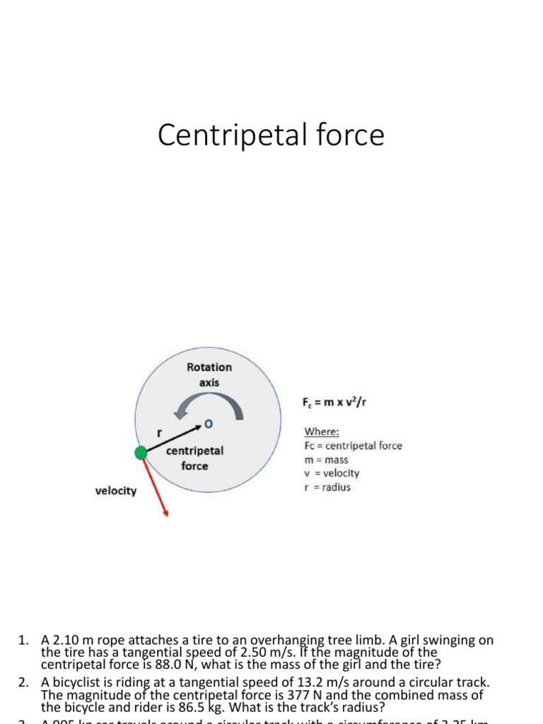 Centripetal Force Calculations and Graphing | PDF | Speed | Radius