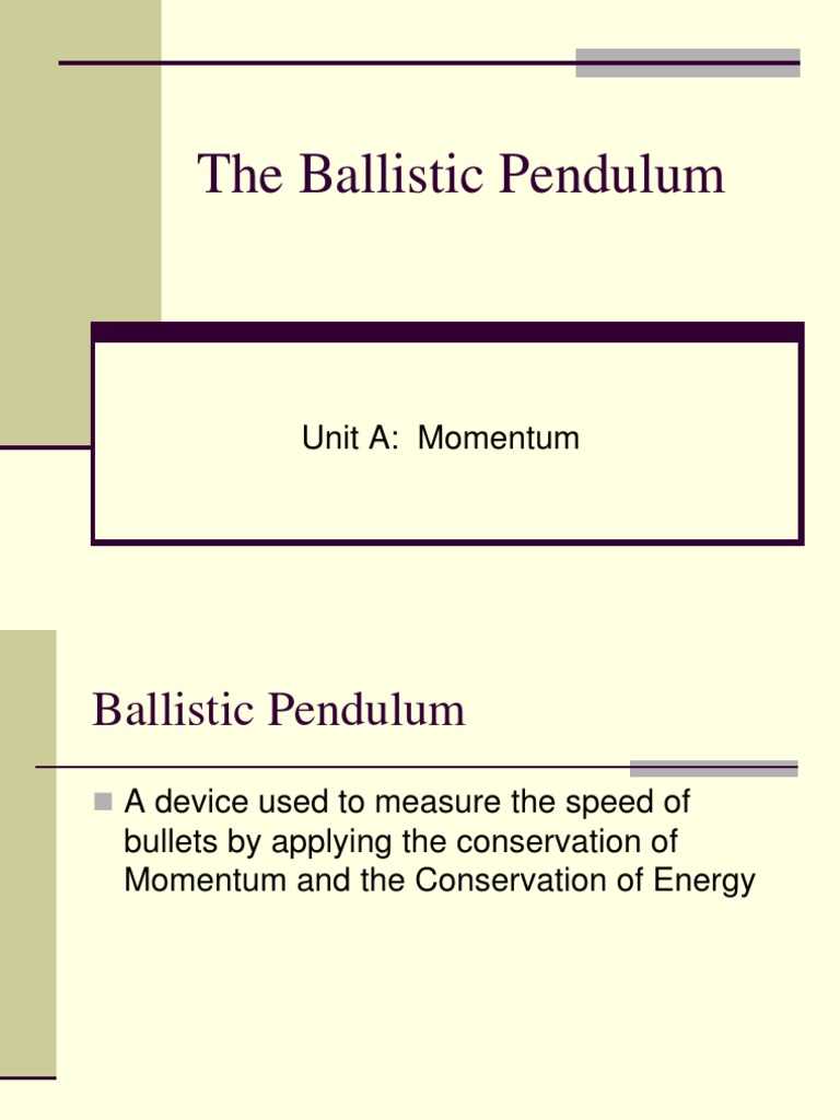 The Ballistic Pendulum: Unit A: Momentum | PDF | Teaching Methods ...