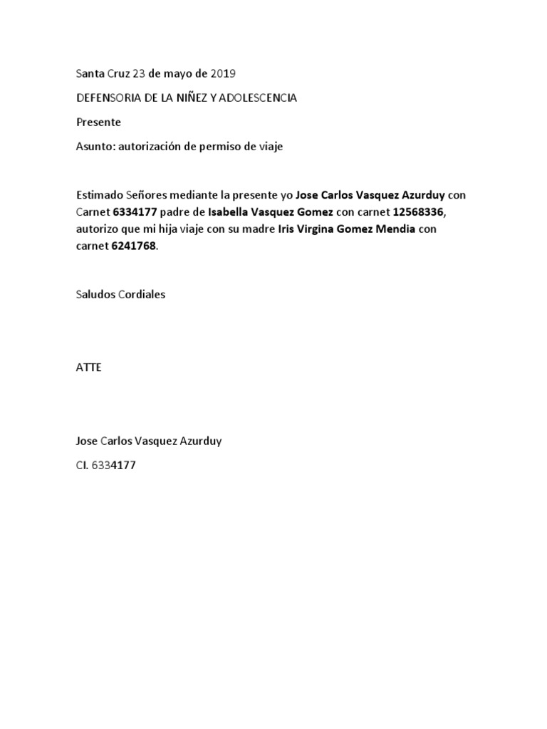 Carta de Permiso | PDF