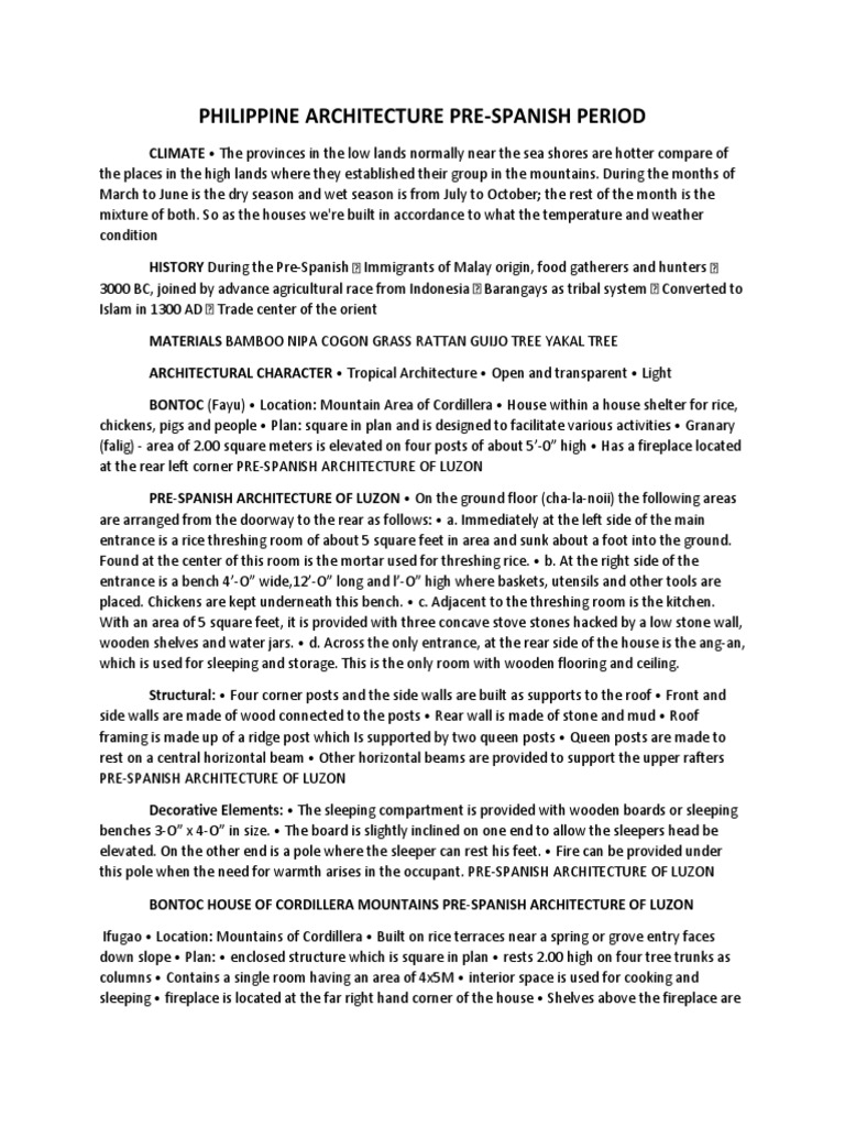 Philippine Architecture Pre-Spanish Period | PDF | Architectural Design ...