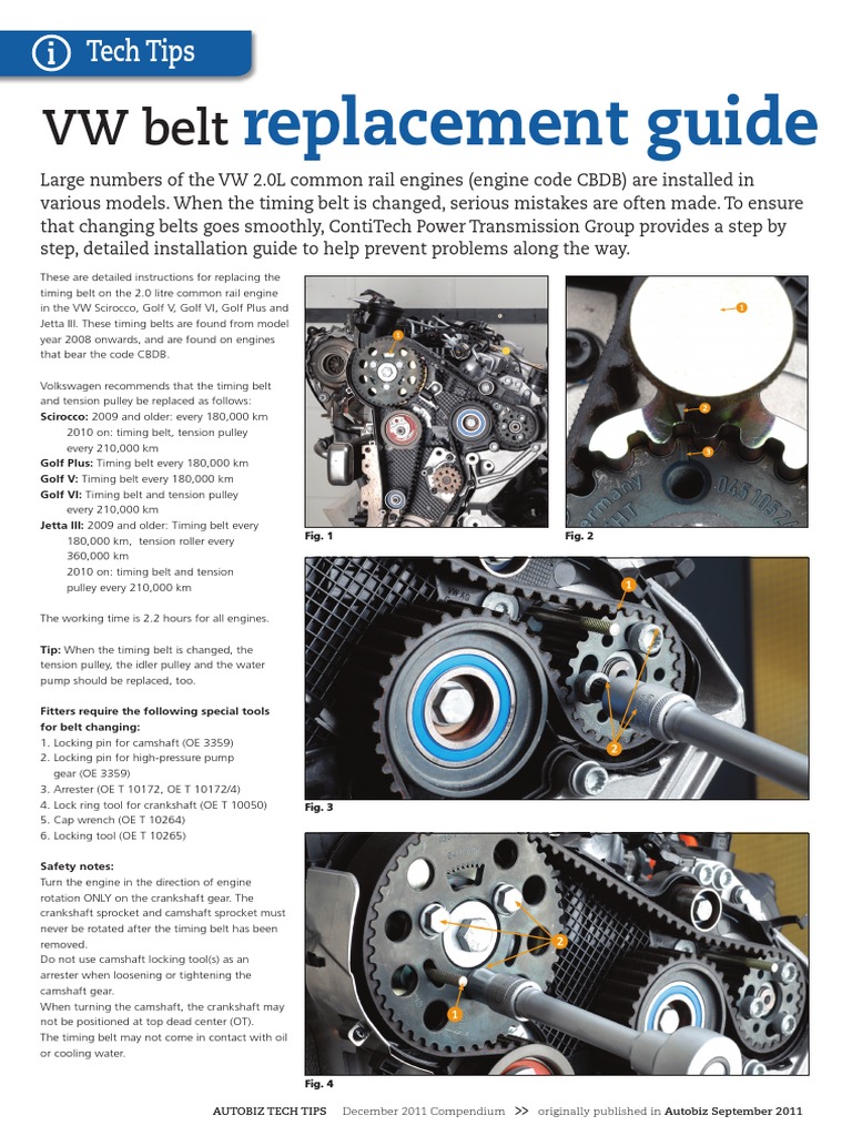 VW 20l CBDB Common Rail Engines Timing Belt Guide 1 | PDF | Belt ...