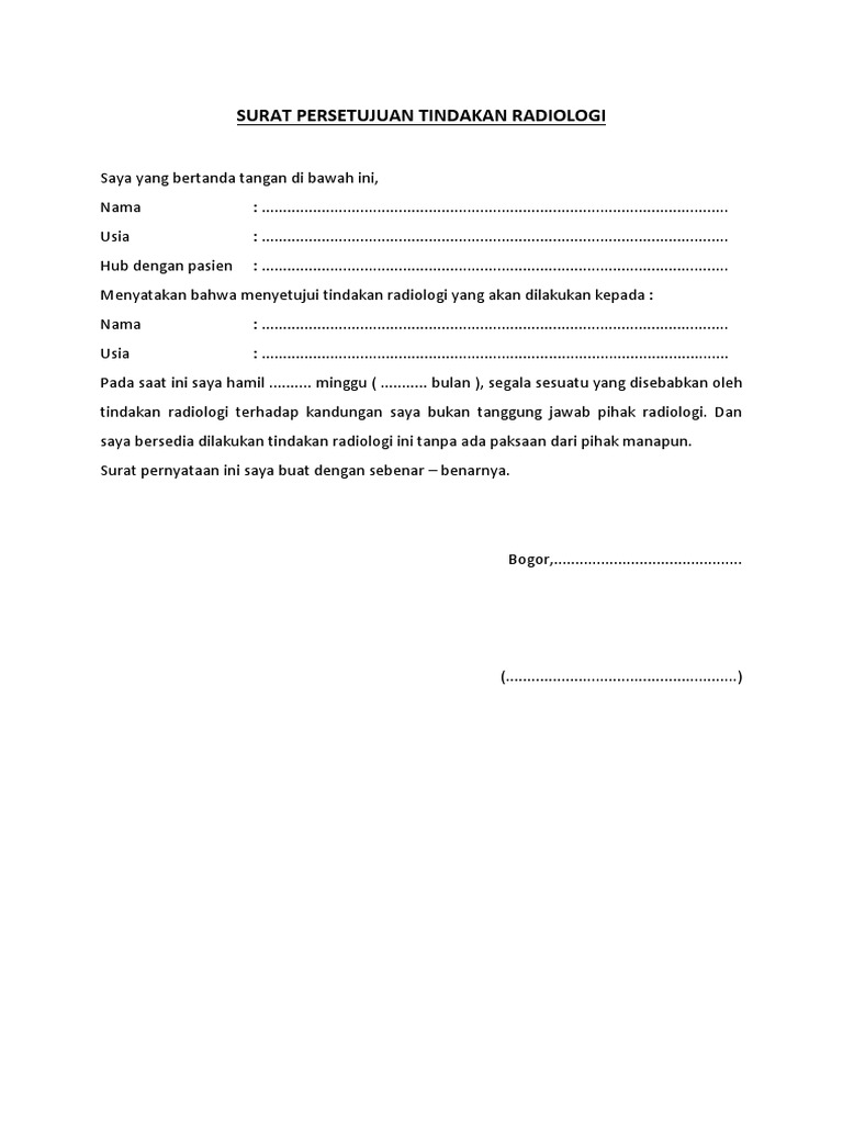 Surat Persetujuan Tindakan Radiologi Hamil | PDF